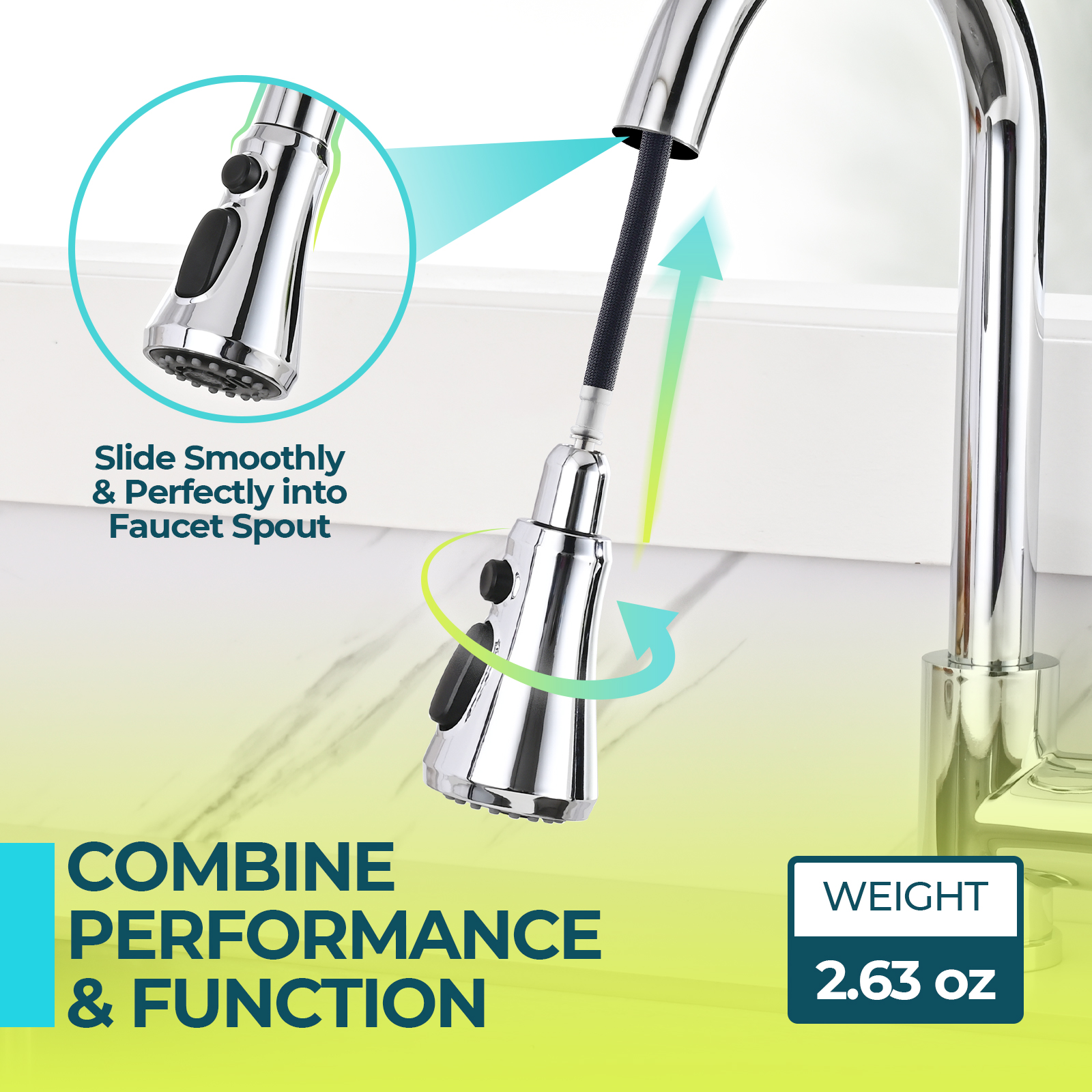 VFAUOSIT Kitchen Faucet Head Replacement with 9 Adapters, 3-Function ...